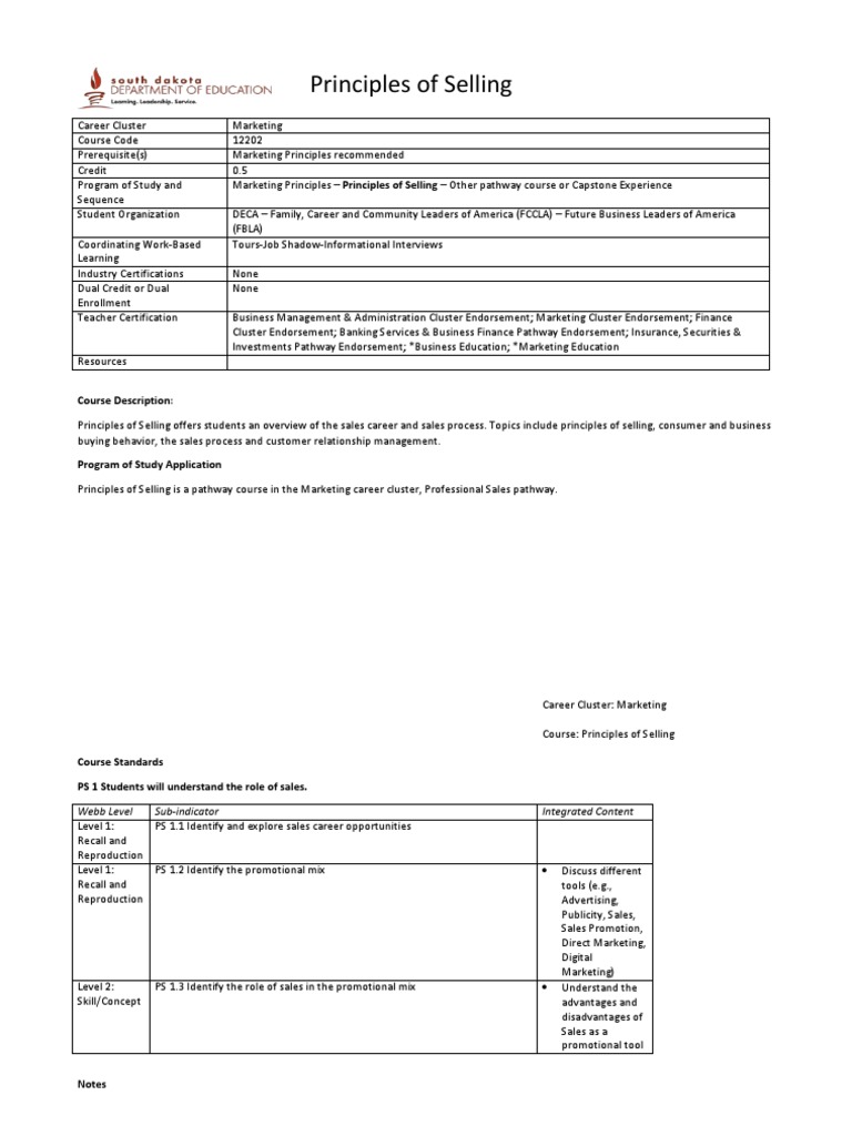 Principles of Selling | PDF | Sales | Marketing