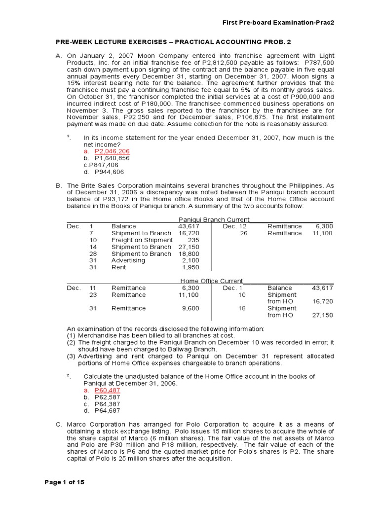 PRTC 2nd Pba | PDF | Franchising | Book Value