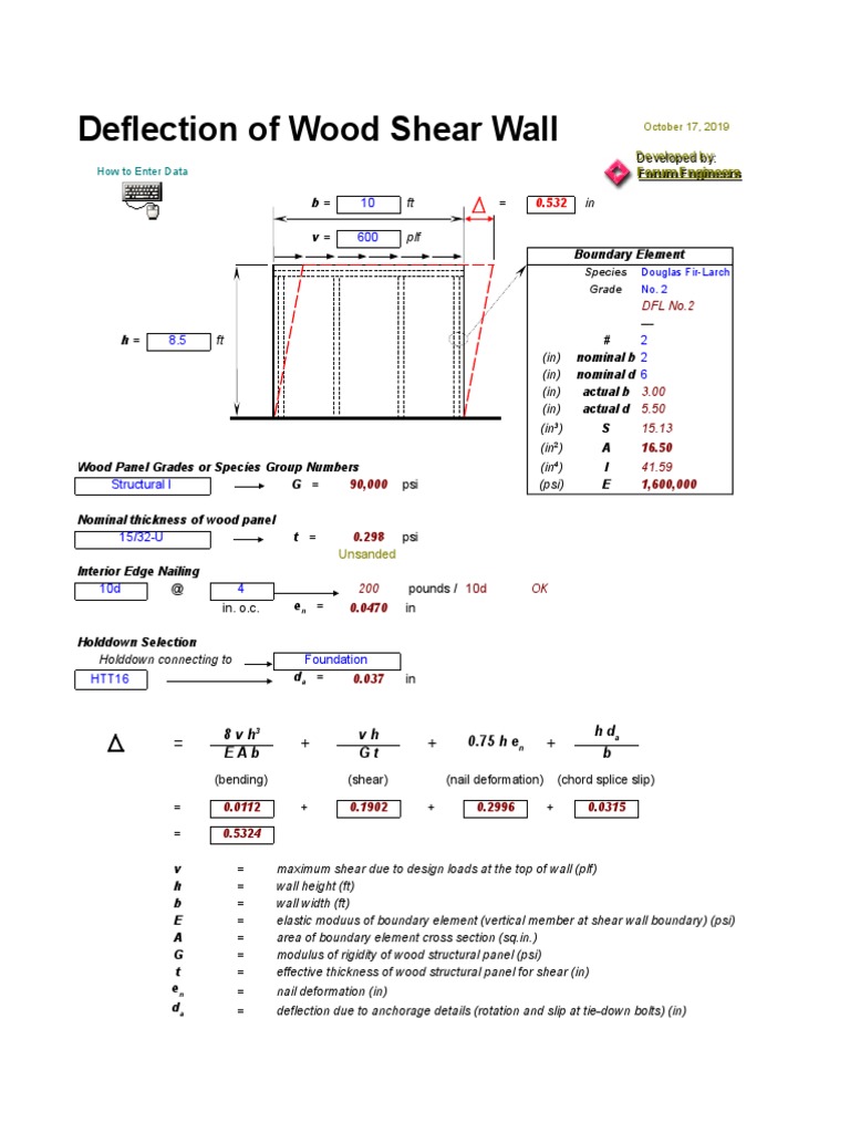 Wood Shear Wall and Diaphragm Deflection | Download Free PDF | Young's ...