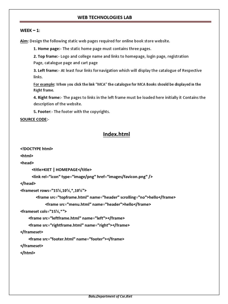 Web Technologies Lab: WEEK - 1 | PDF | Home Page | Communication