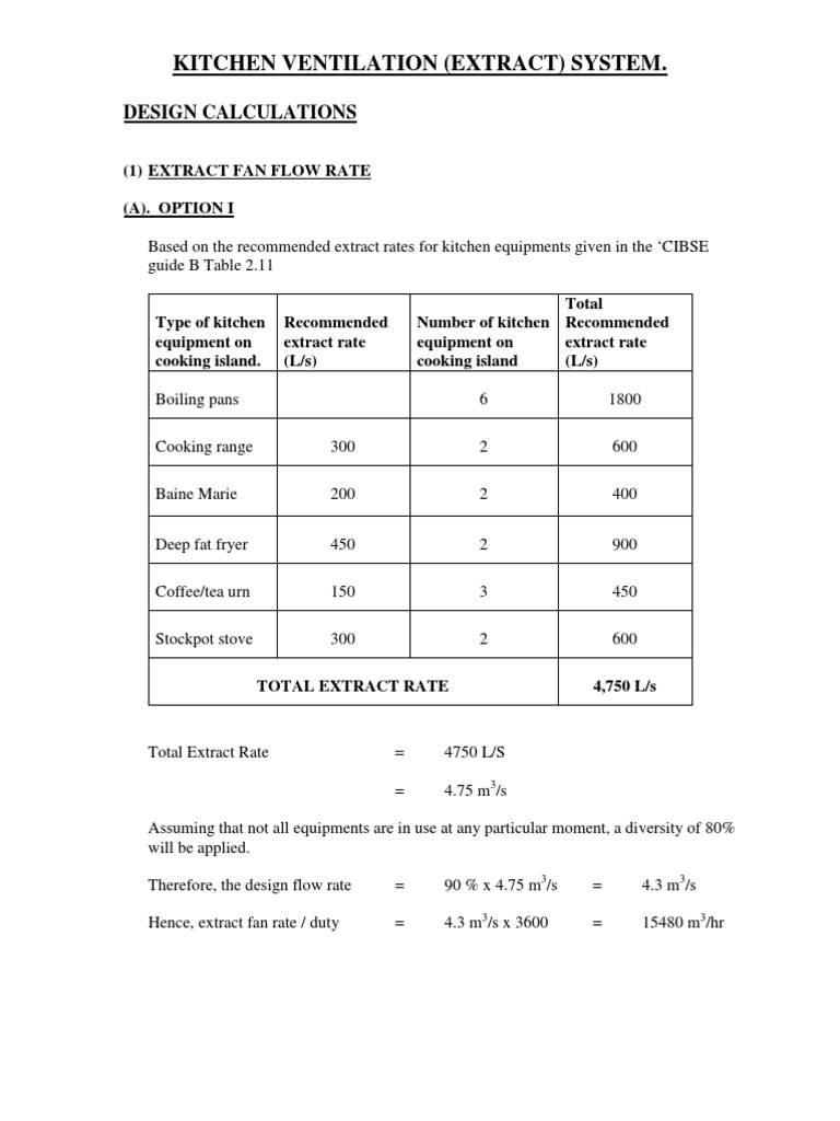 Kitchen Ventilation Design | PDF | Duct (Flow) | Flow Measurement