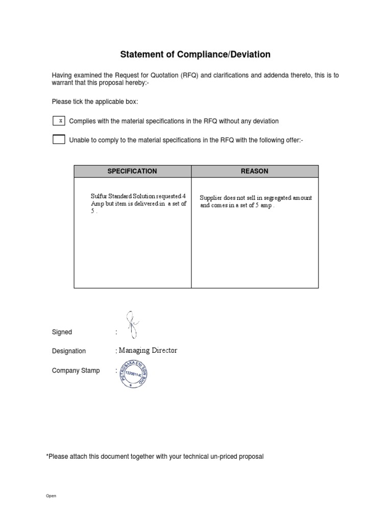 Statement of Compliance