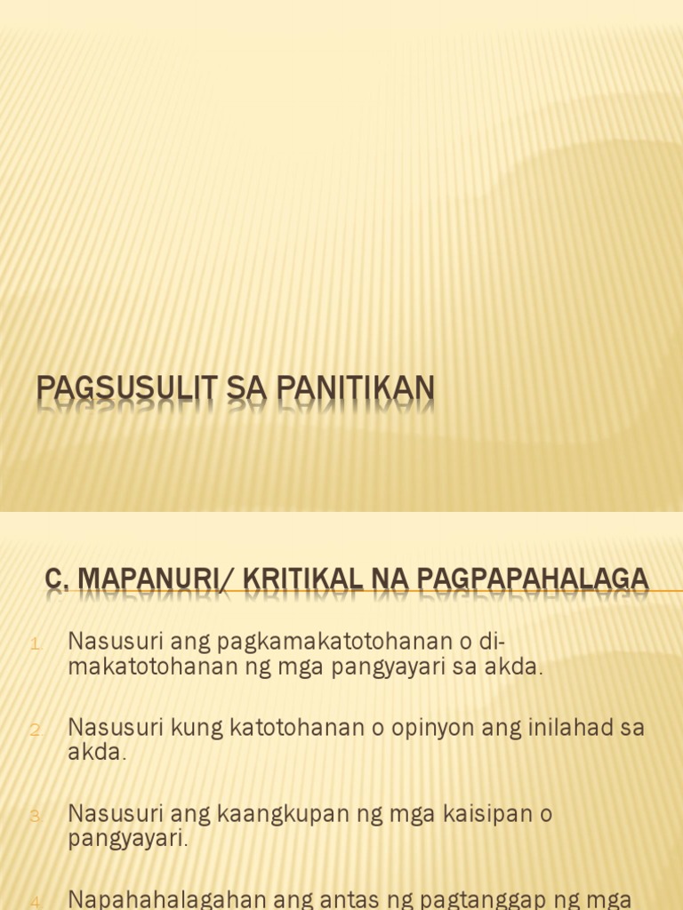Pagsusulit Sa Panitikan | PDF