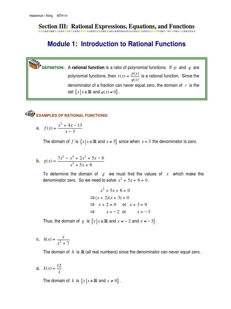 Module1 Intro To Rational Functions | PDF | Asymptote | Function (Mathematics)