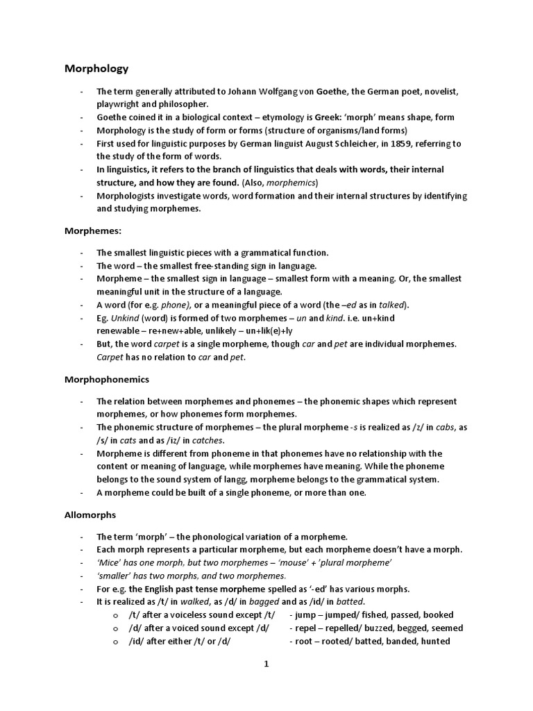 Morphology: Morphemes | PDF | Morphology (Linguistics) | Word