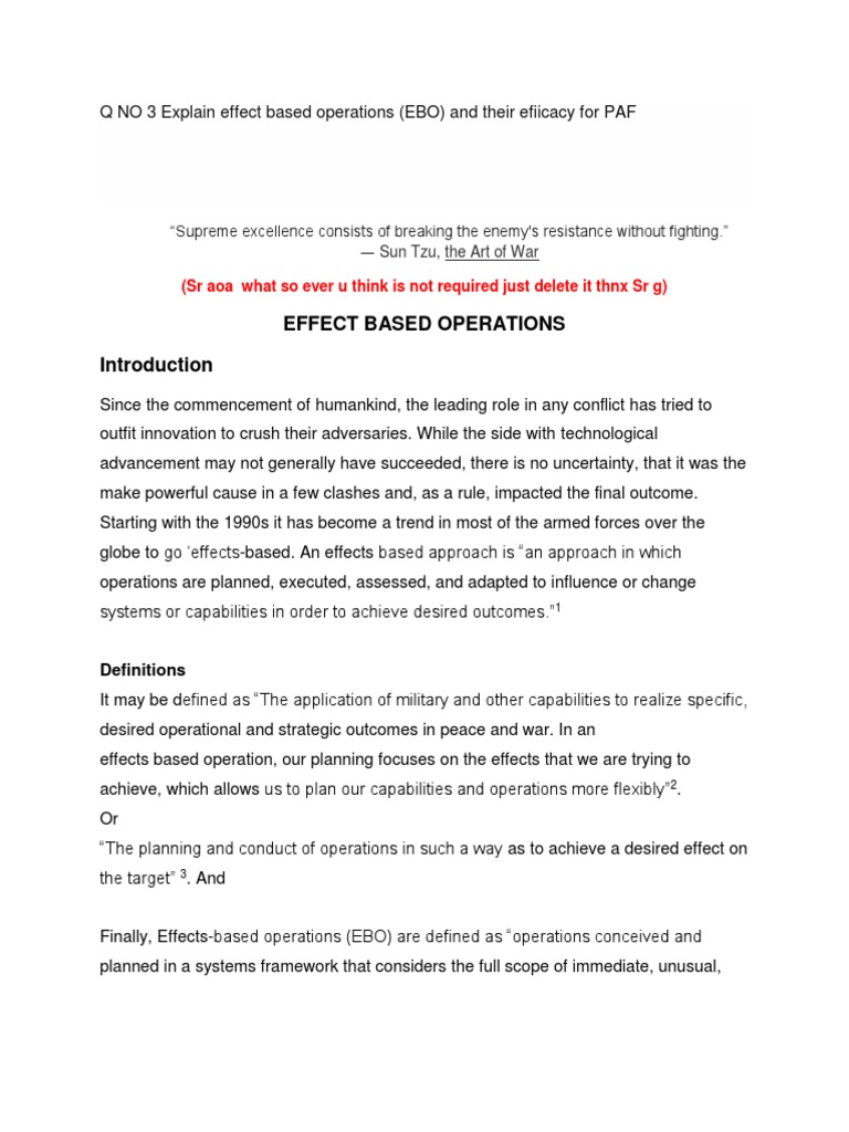Effect Based Operations: Q NO 3 Explain Effect Based Operations (EBO ...