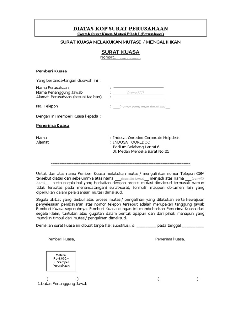 Contoh SK Mutasi Pihak I (Corp) | PDF