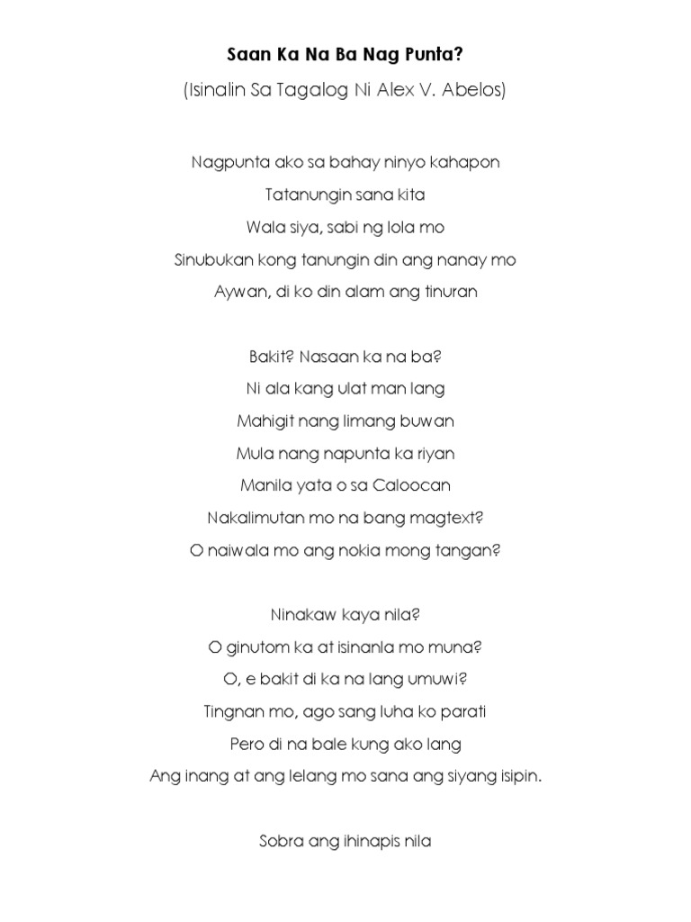 Saan Kaba Nag Punta | PDF