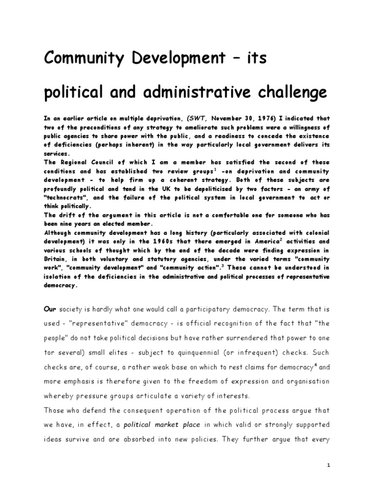 Community Development - Its Political and Administrative Challenge | PDF | Community Development ...