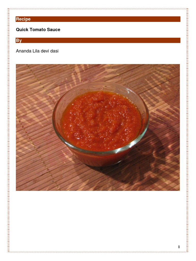 Quick Tomato Sauce: Ananda Lila Devi Dasi | PDF