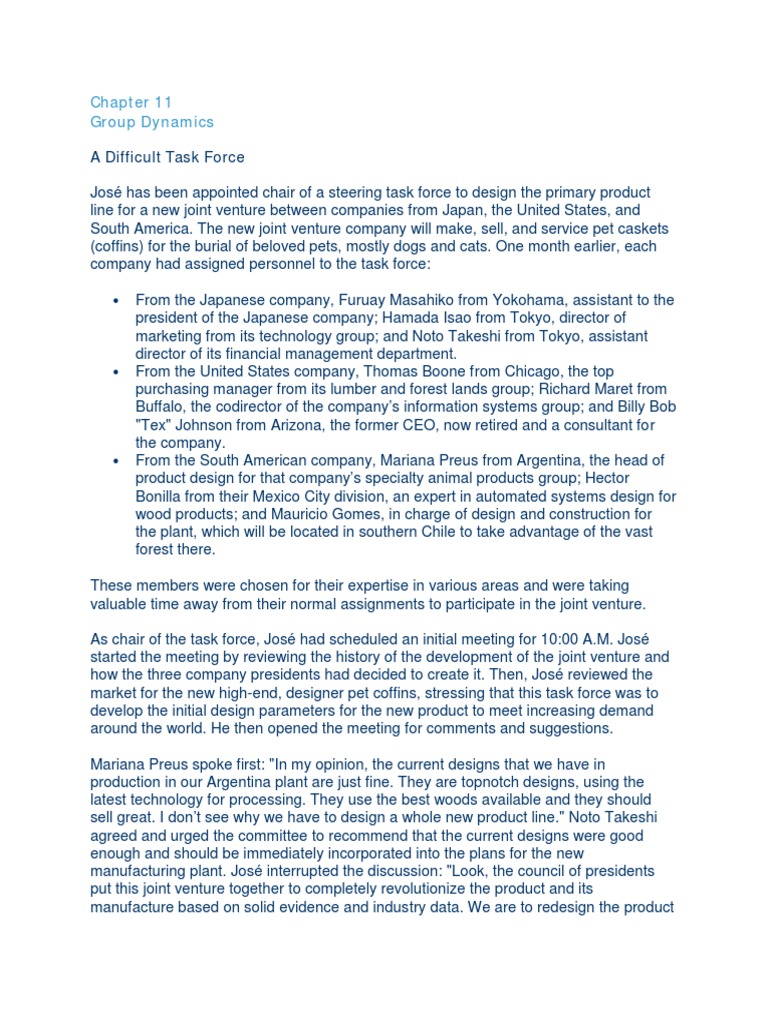 A Difficult Task Force: Group Dynamics | PDF | Design | Business