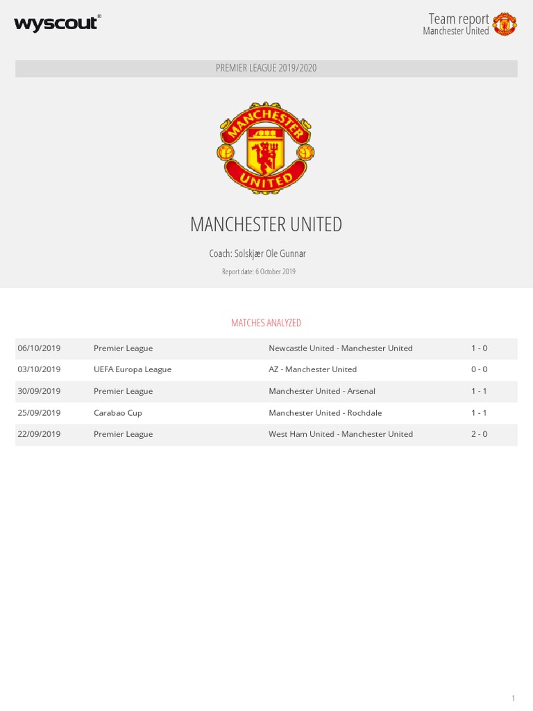 Manchester United: PREMIER LEAGUE 2019/2020 | PDF | Premier League ...