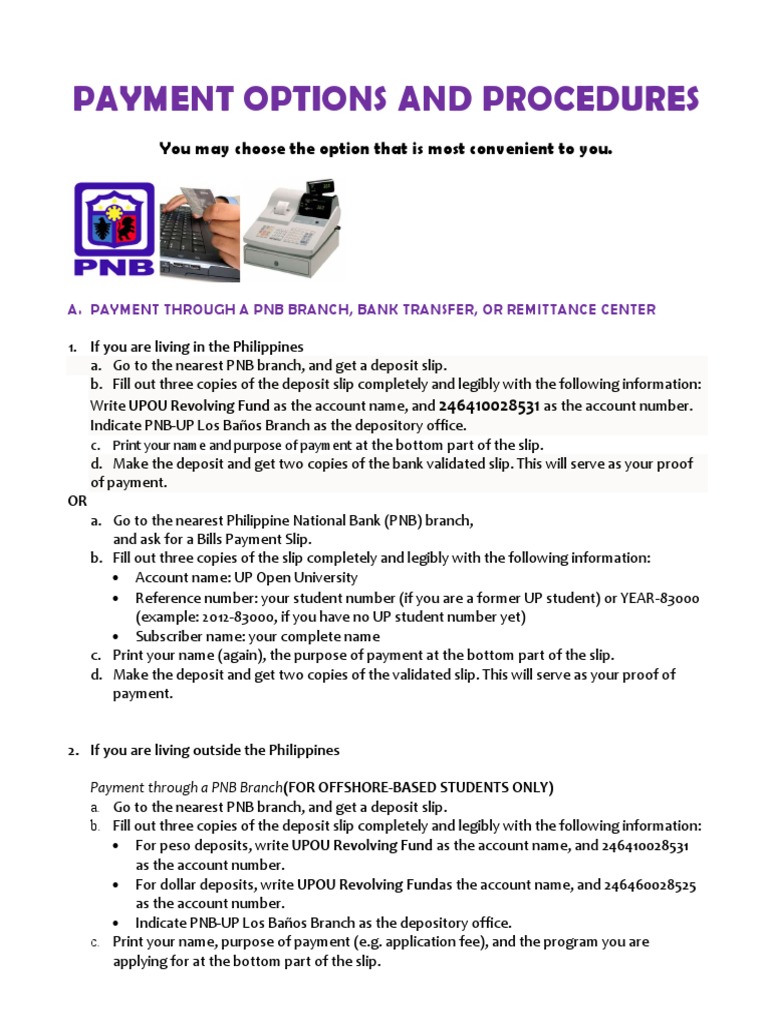 UPOU Student Payment Guide | PDF | Wire Transfer | Payments