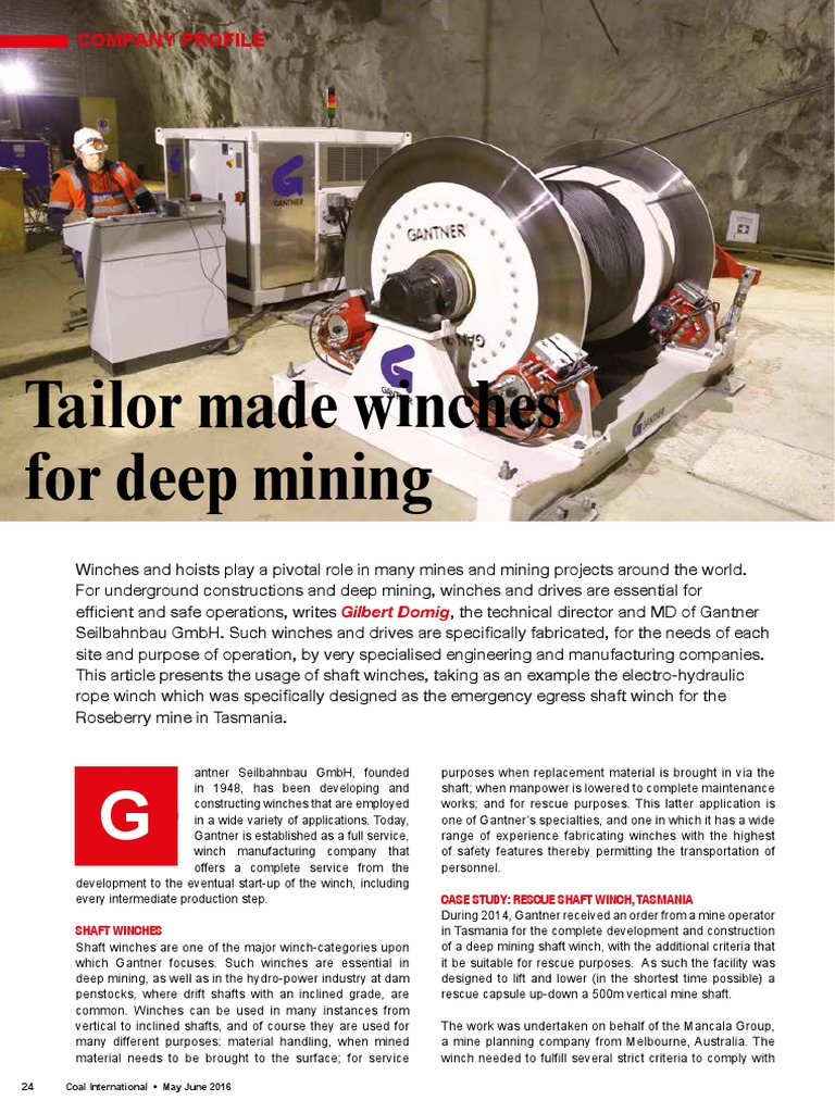 Tailored for Safety: A 500m Deep Mine Rescue Shaft Winch Designed and ...