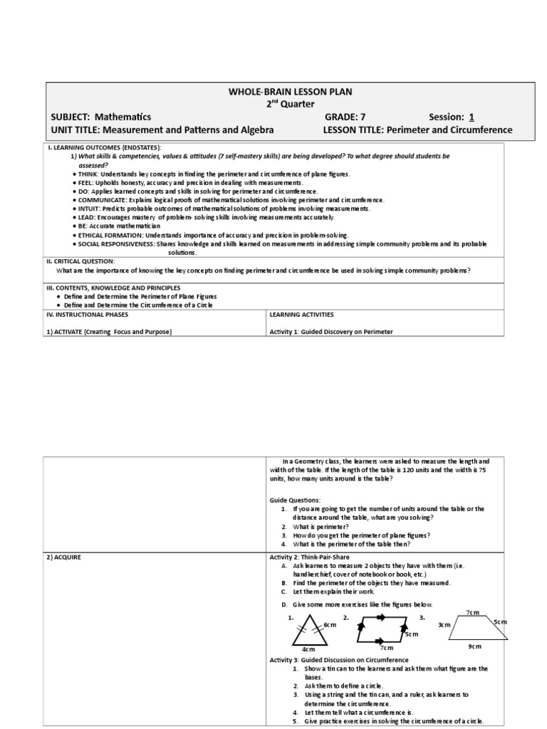 While Brain Lesson Plan | Download Free PDF | Lesson Plan | Teaching ...