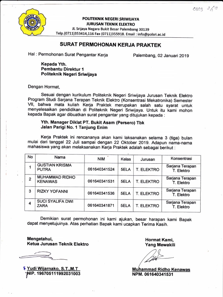 Surat Permohonan Magang | PDF