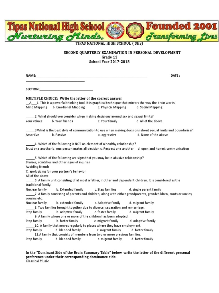 NAME: - Date: - SECTION | Download Free PDF | Adoption | Family