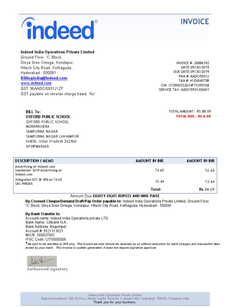 CC Inr-26886192 | PDF | Invoice | Payments