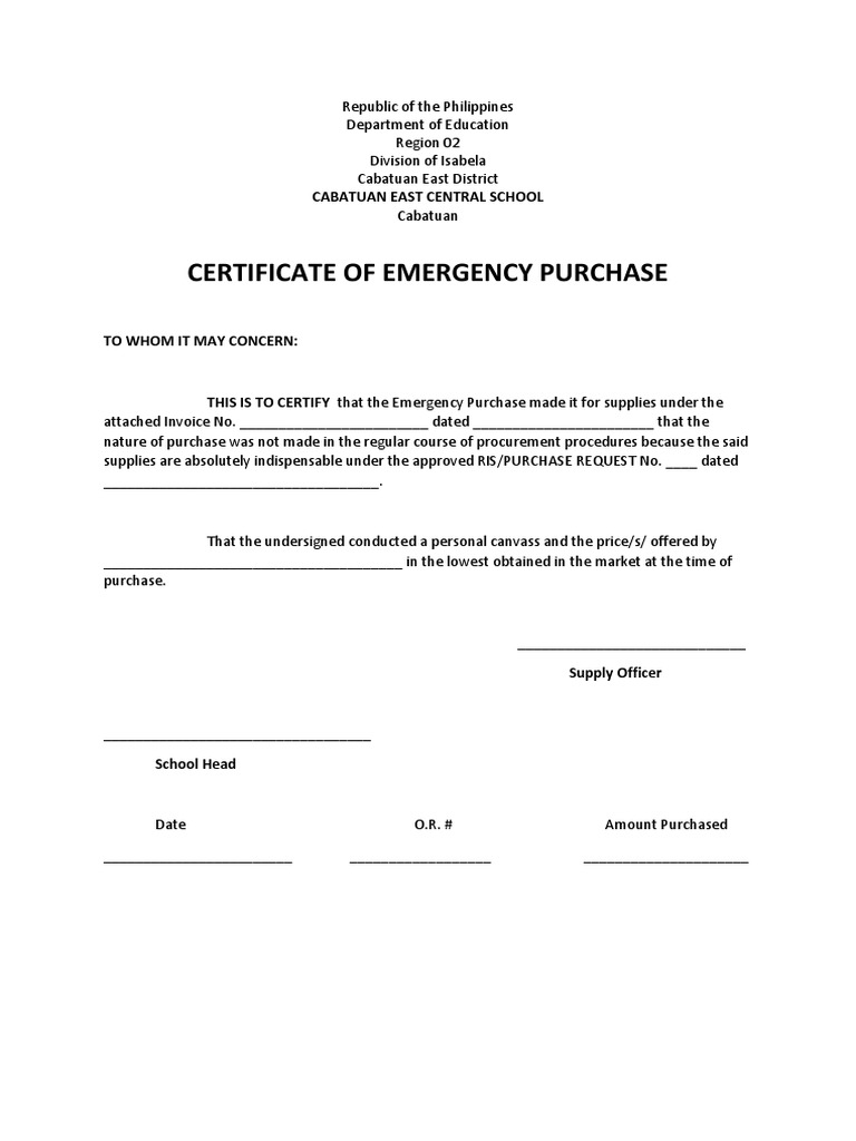 Certificate of Emergency | PDF