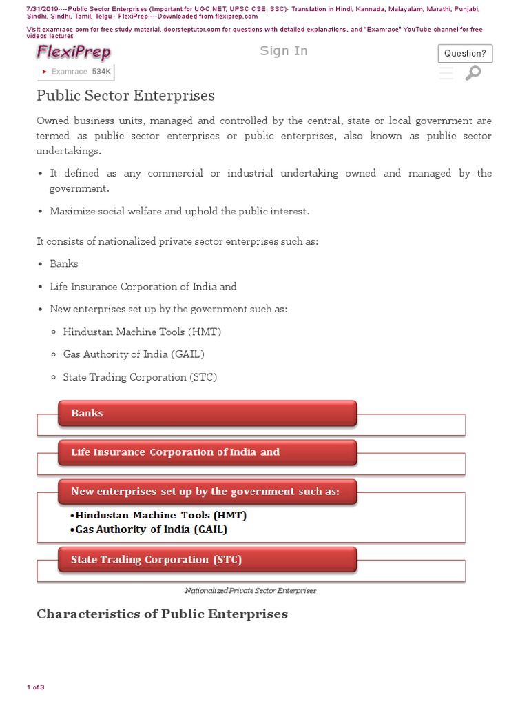 Overview of Public Sector Enterprises | PDF | State Owned Enterprise ...
