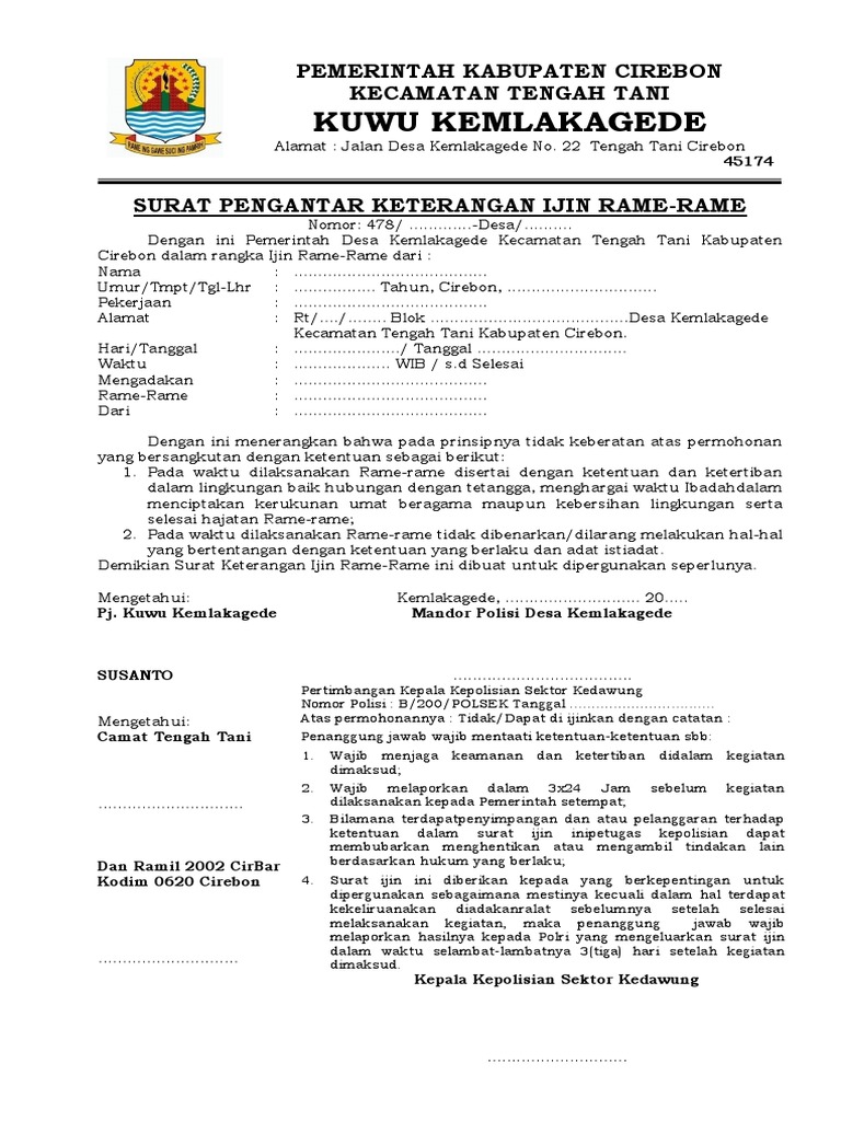 Izin Rame-Rame di Desa Kemlakagede | PDF