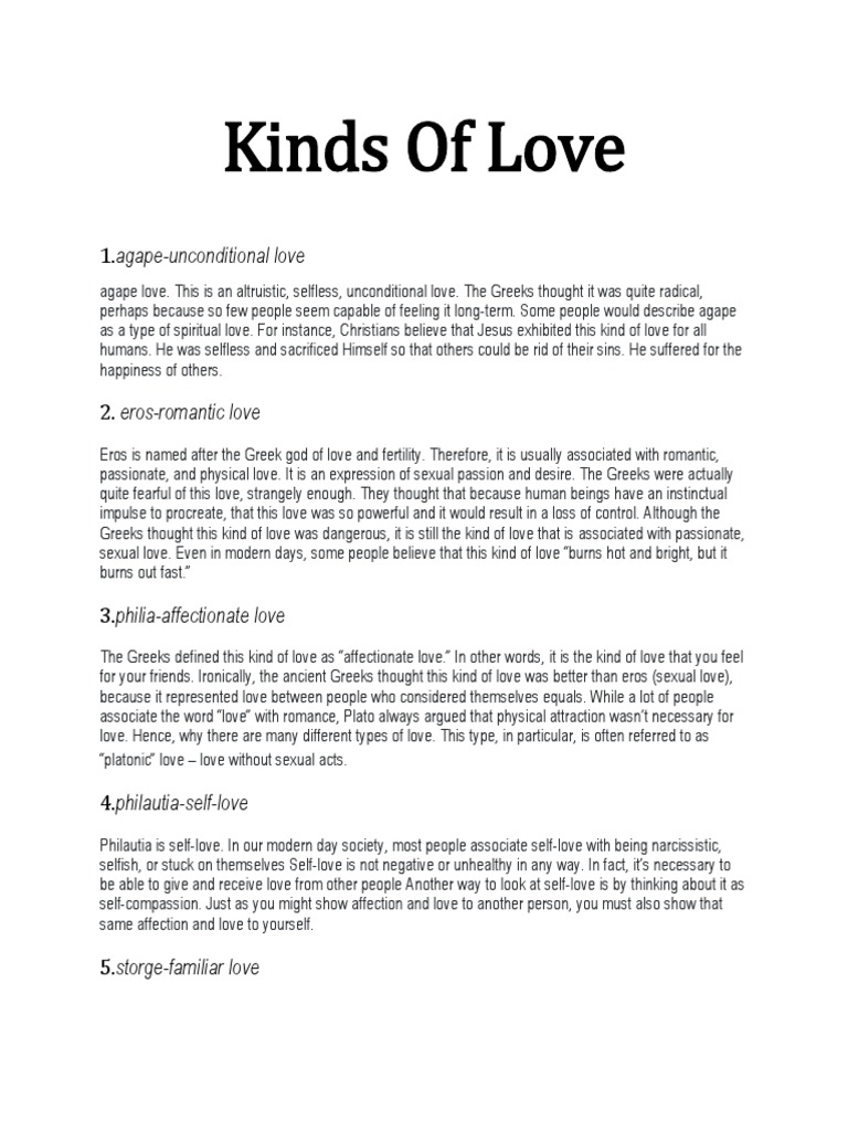 Kinds of Love | PDF | Love | Ethical Principles