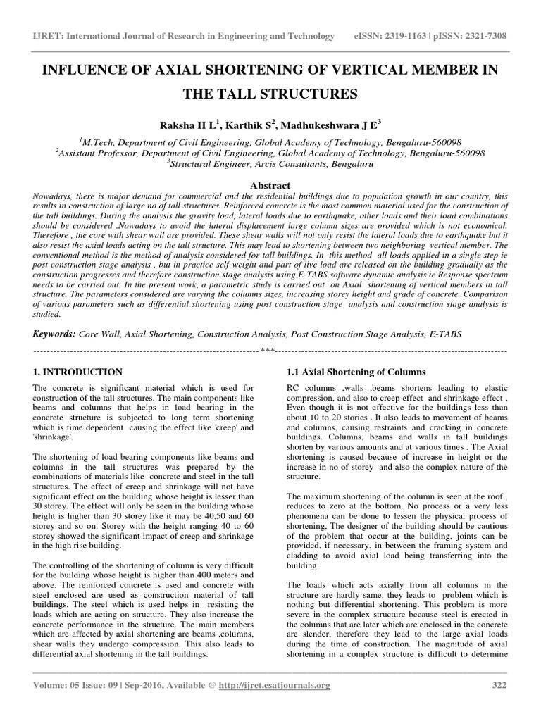 Axial Shortening in Tall Structures | PDF | Beam (Structure) | Column