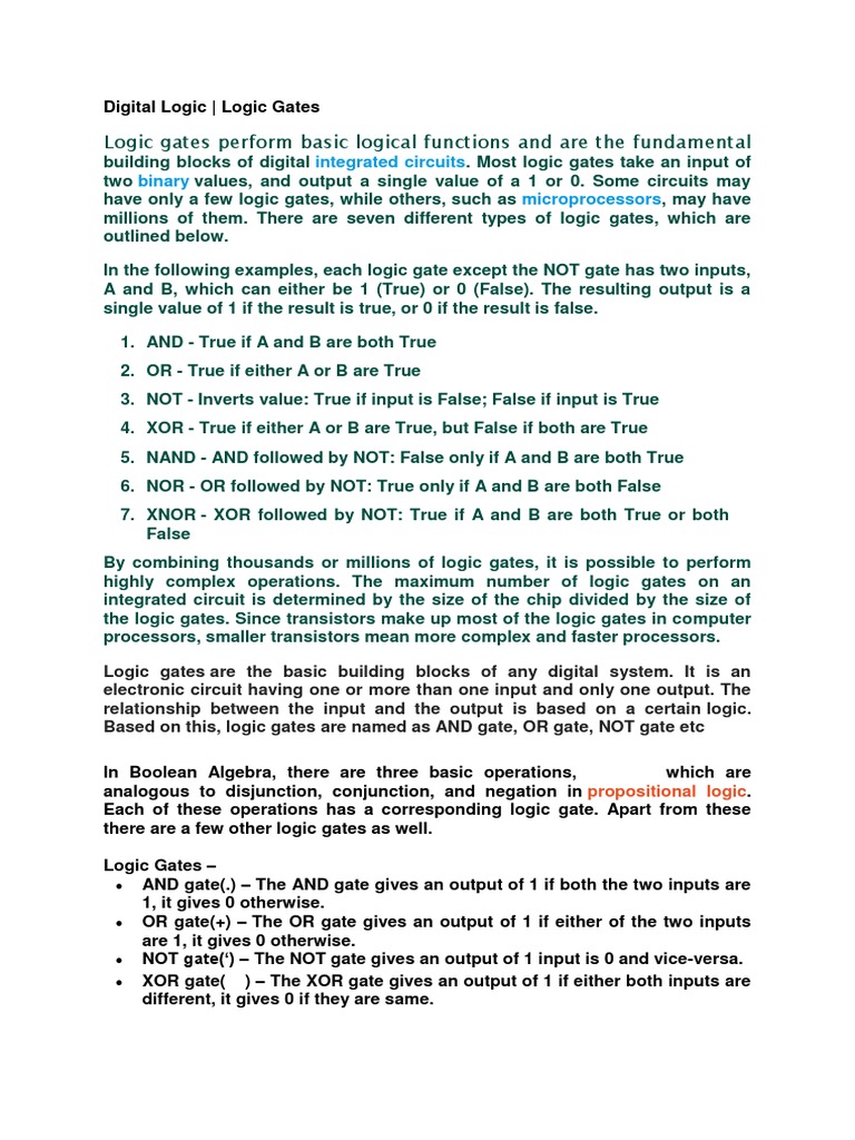 Logic Gates | PDF | Logic Gate | Digital Electronics