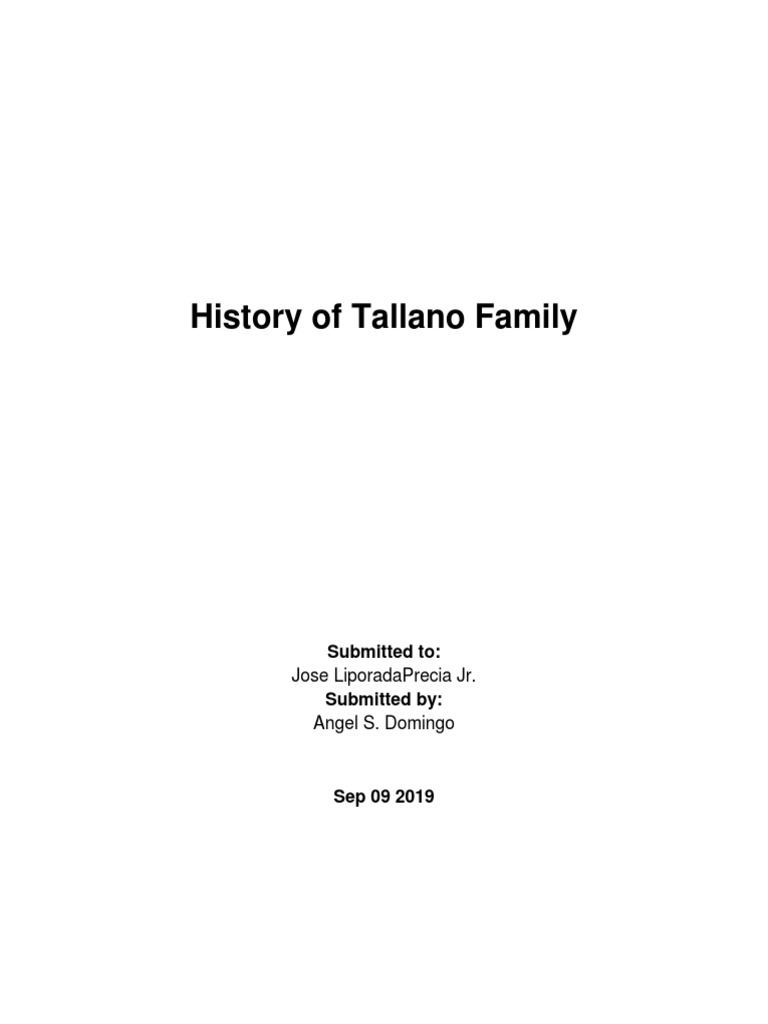 History of Tallano Family: Jose Liporadaprecia Jr. Angel S. Domingo | PDF