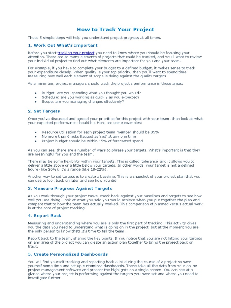 How To Track Your Project | PDF | Budget | Economies