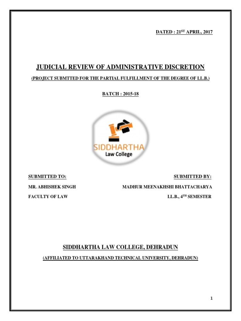 Administrative Law Project | PDF | Discretion | Judiciaries