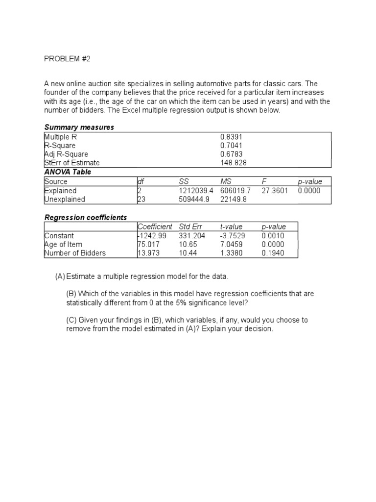 Summary Measures: DF SS MS F P-Value | PDF