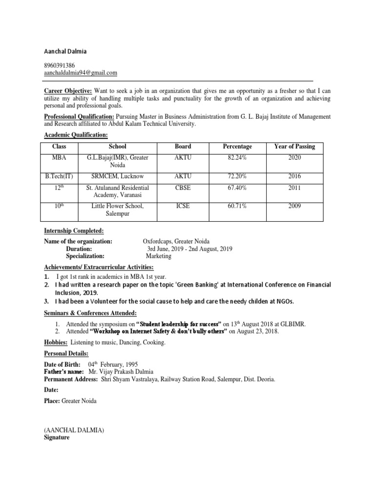 Aanchal Resume New | PDF