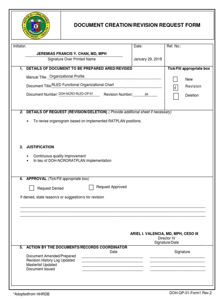 Document Creation/Revision Request Form | PDF | Business