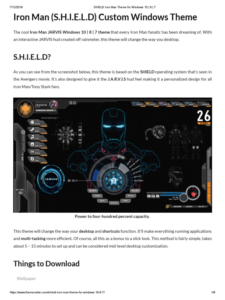 SHIELD Iron Man Theme For Windows 10-8-7 | PDF | Windows 10 | Desktop ...