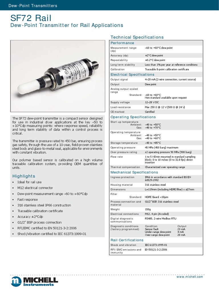 Mitchell Dew Point Sensor | PDF | Calibration | Sensor