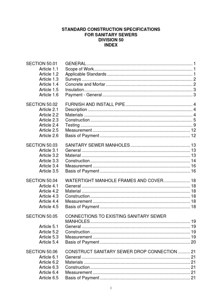 Division 50 - Yellow | PDF | Sanitary Sewer | Pipe (Fluid Conveyance)