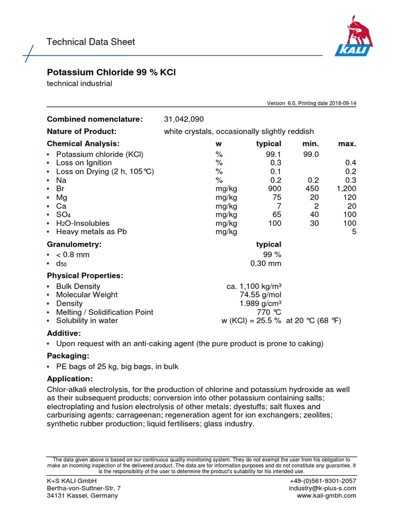 TDS KCL Kali | PDF | Potassium Chloride | Potassium