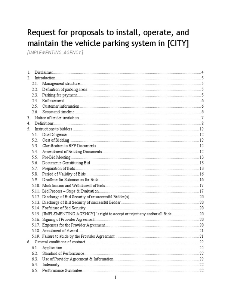 Request For Proposals To Install, Operate, and Maintain The Vehicle ...