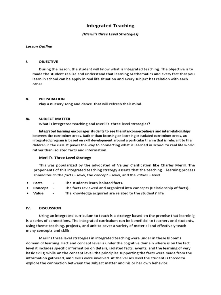 Integrated Teaching | PDF | Curriculum | Education Theory