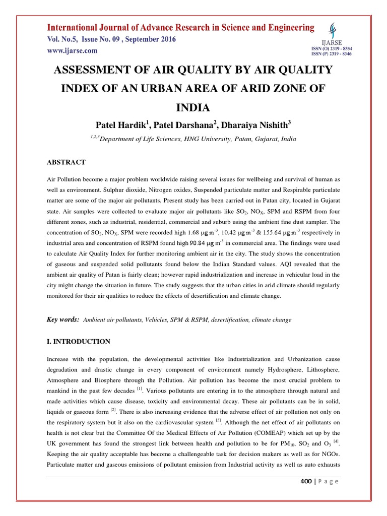 Assessment of Air Quality by Air Quality | PDF | Air Pollution ...