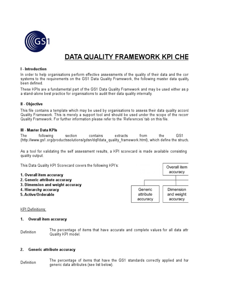 Data Quality Framework Kpi Checklist: I - Introduction | PDF ...