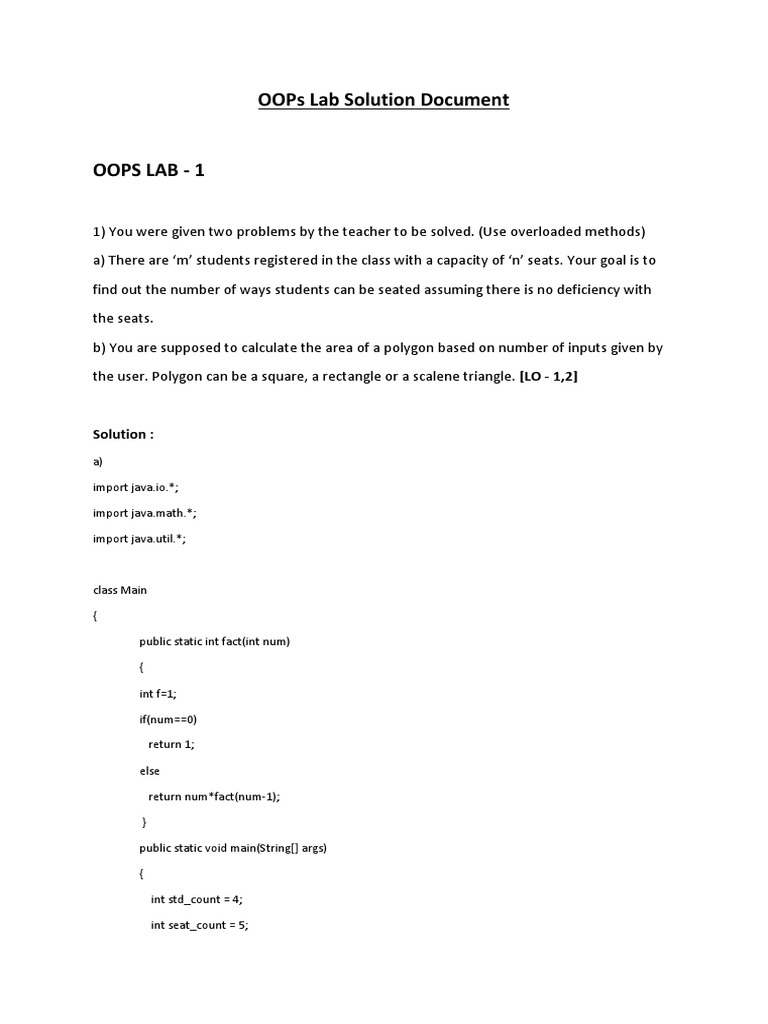 Oops Solutions Lab PDF | PDF | Method (Computer Programming) | Banks