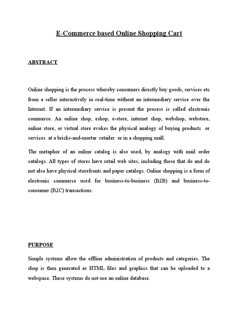 E-Commerce Based Online Shopping Cart | PDF | Online Shopping | Retail