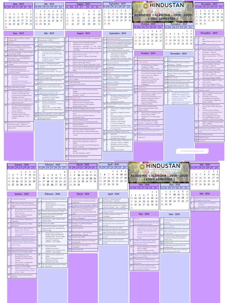 Academic Calendar 2019-2020 | PDF | Automation | Electrical Engineering