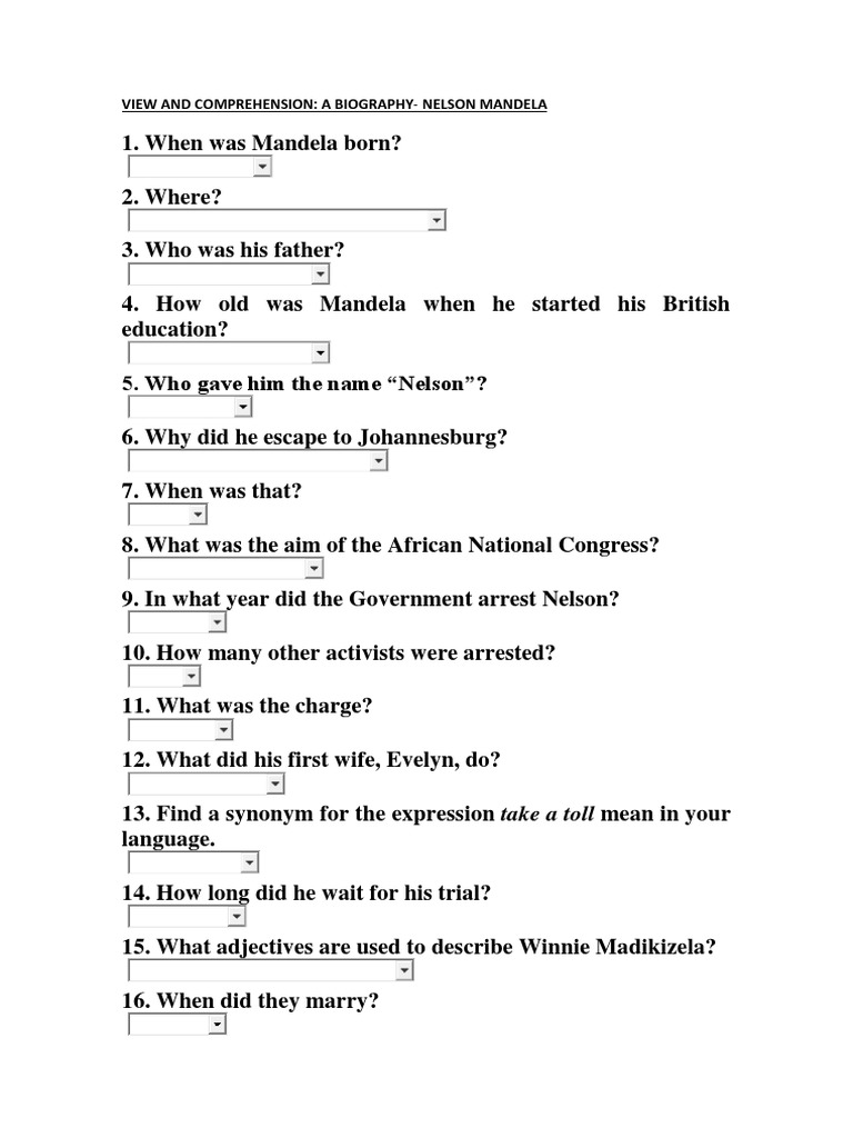 View and Comprehension: A Biography-Nelson Mandela | PDF