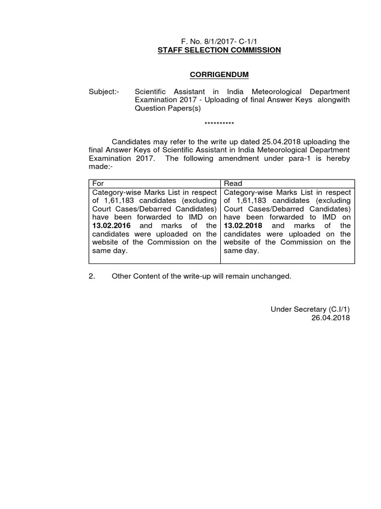 Staff Selection Commission | PDF