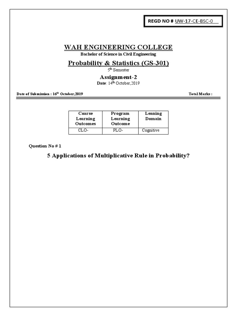 Assignment Title Page WEC Civil Dept. | PDF