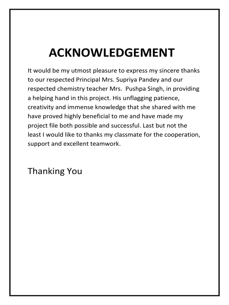 Acknowledgement: Thanking You | PDF