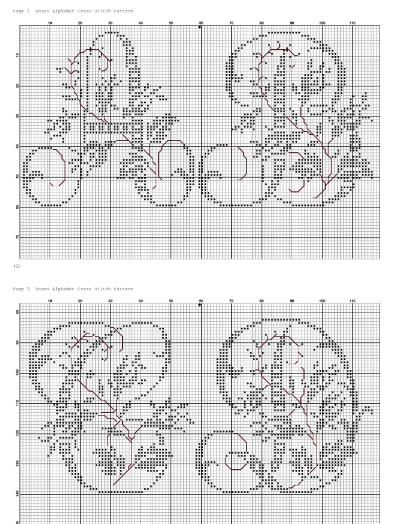 Roses Alphabet Cross Stitch Pattern Symbols | PDF